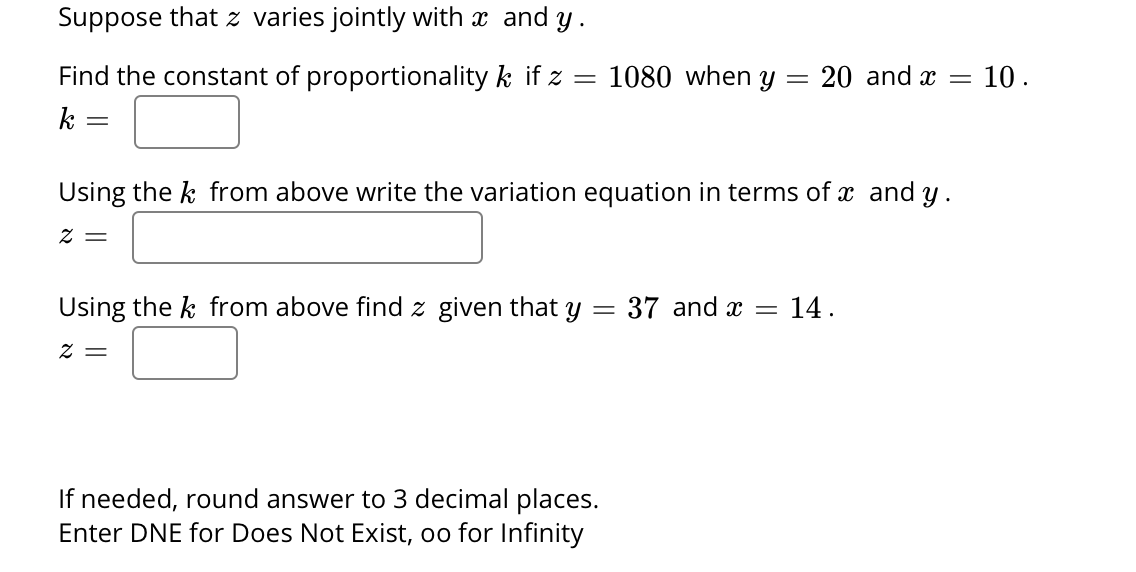 Solved Suppose that z varies jointly with x and y. Find the | Chegg.com