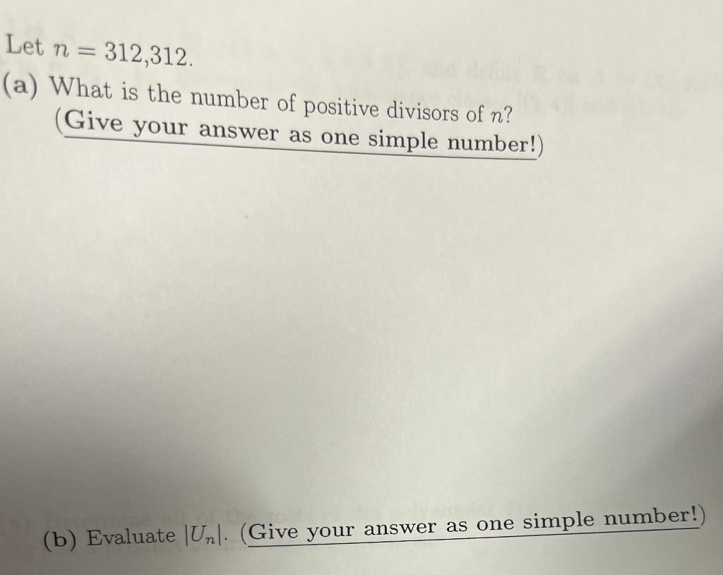Let n=312,312. (a) What is the number of positive | Chegg.com