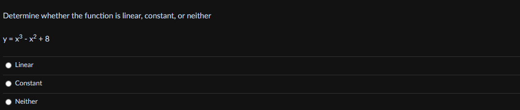 Solved Determine whether the function is linear, constant, | Chegg.com