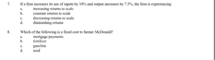 Solved If a firm increases its use of inputs by 10% and | Chegg.com