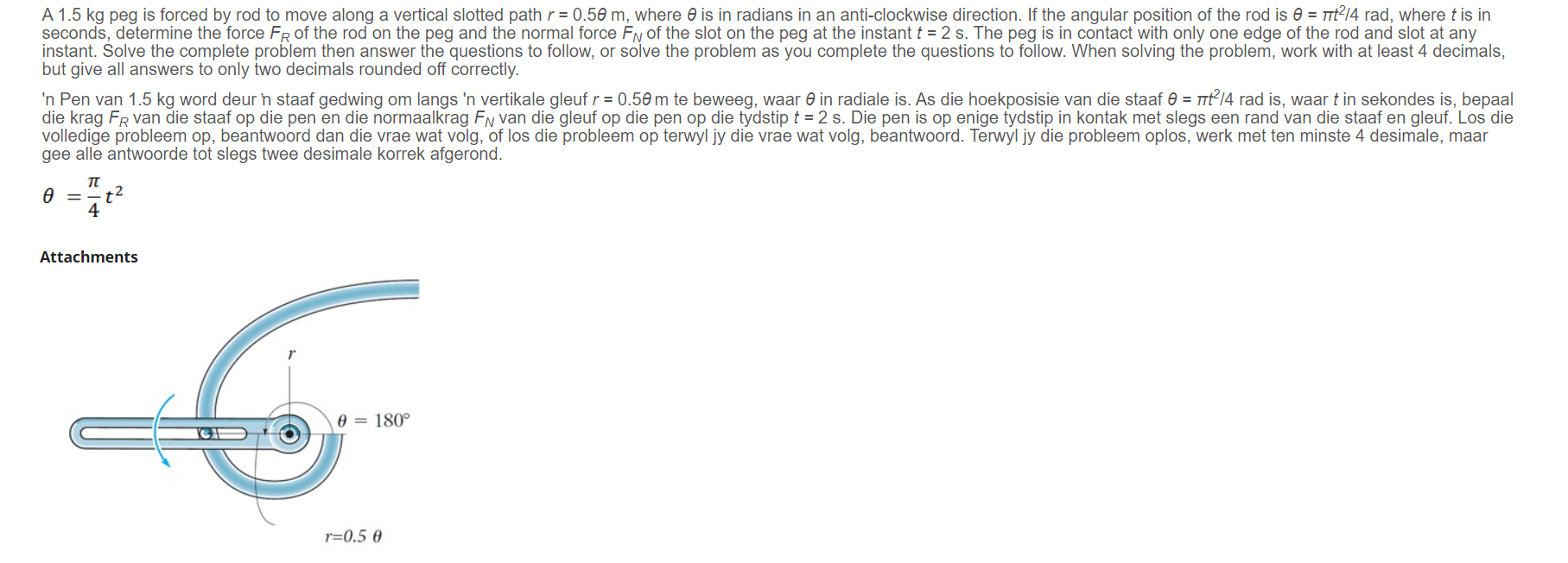 Solved A 1.5 kg peg is forced by rod to move along a | Chegg.com