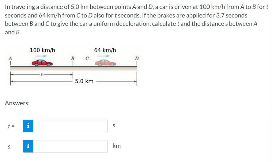 Solved In traveling a distance of 5.0 km between points A | Chegg.com