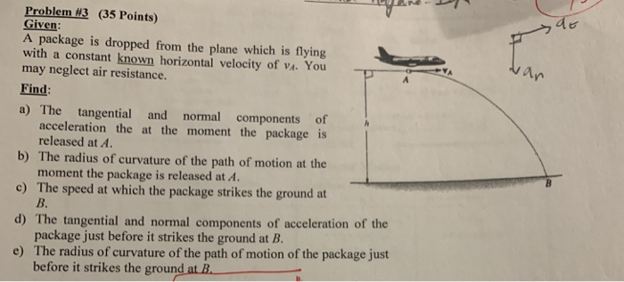 Solved Problem #3 (35 Points) Given A package is dropped | Chegg.com