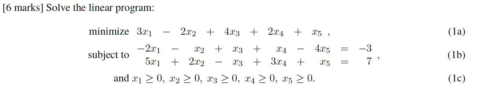 Solved [6 marks] Solve the linear program: (la) X2 = | Chegg.com