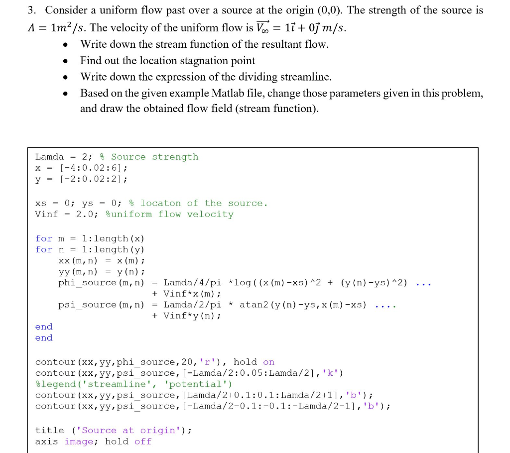 Solved 3. Consider a uniform flow past over a source at the | Chegg.com