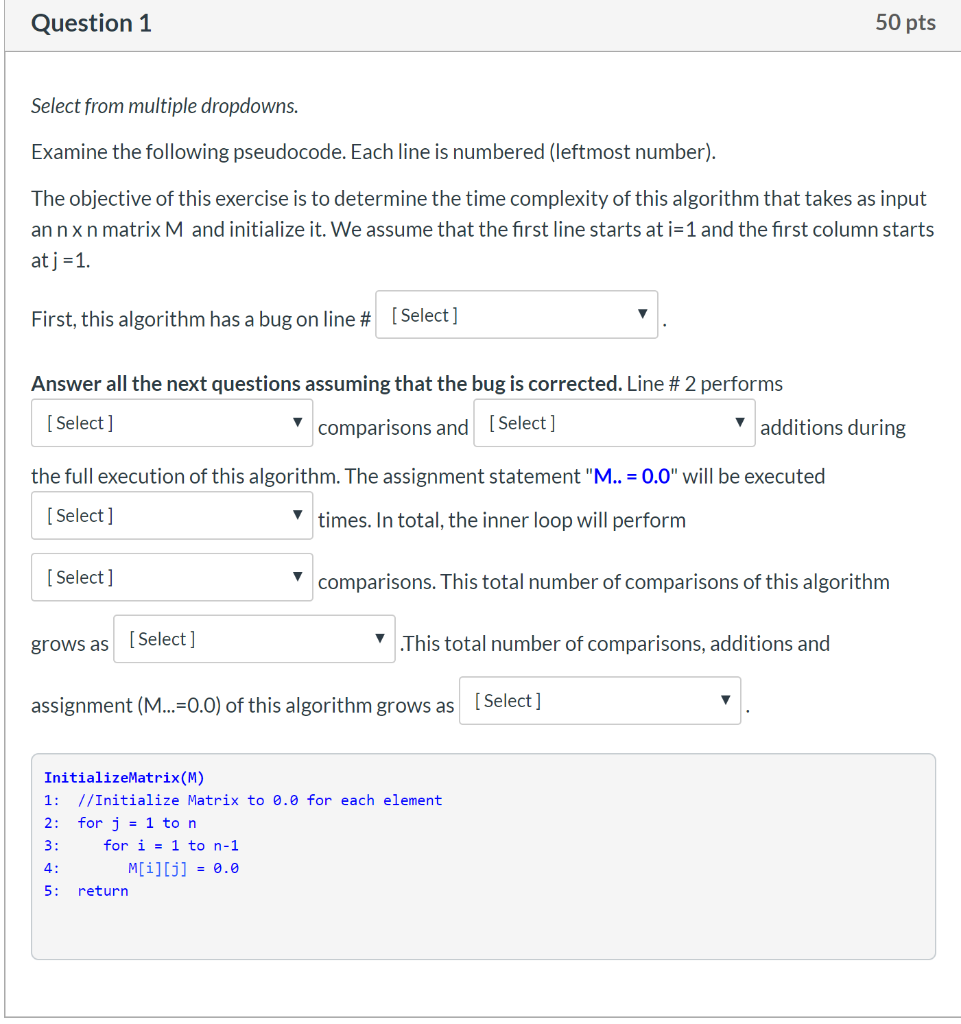 Solved 50 Pts ion 1 Select From Multiple Dropdowns Chegg