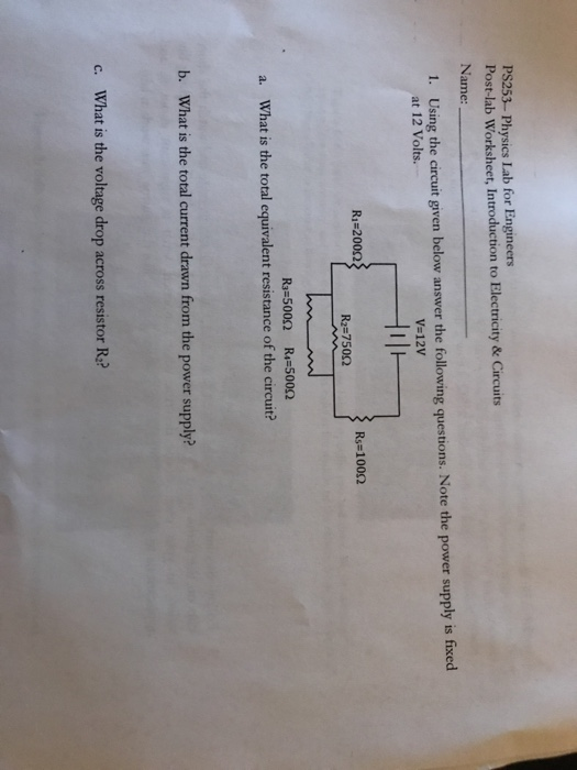 Solved PS253- Physics Lab for Engineers Post-lab Worksheet, | Chegg.com