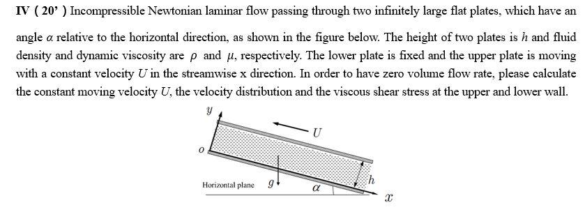 Solved IV (20') Incompressible Newtonian laminar flow | Chegg.com