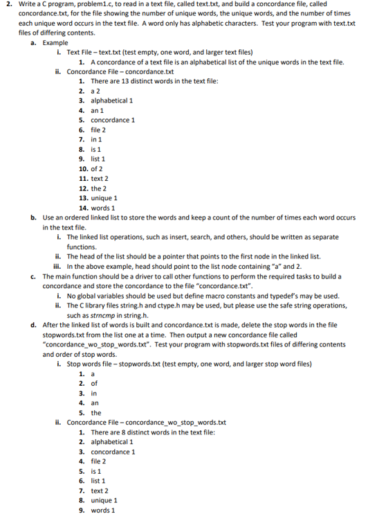 Solved 2. Write a C program, problem1.c, to read in a text | Chegg.com