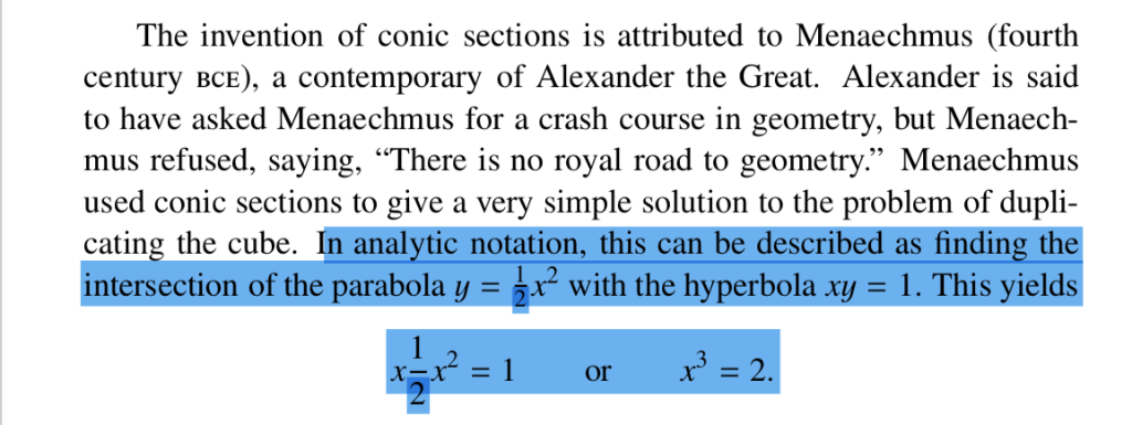 EXERCISE 7.1.1 Generalize the idea of Menaechmus to | Chegg.com