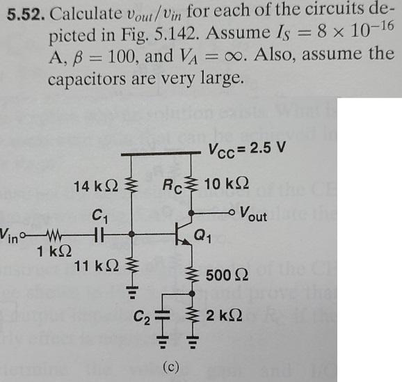 Solved 5.52. Calculate vout/Vin for each of the circuits de- | Chegg.com