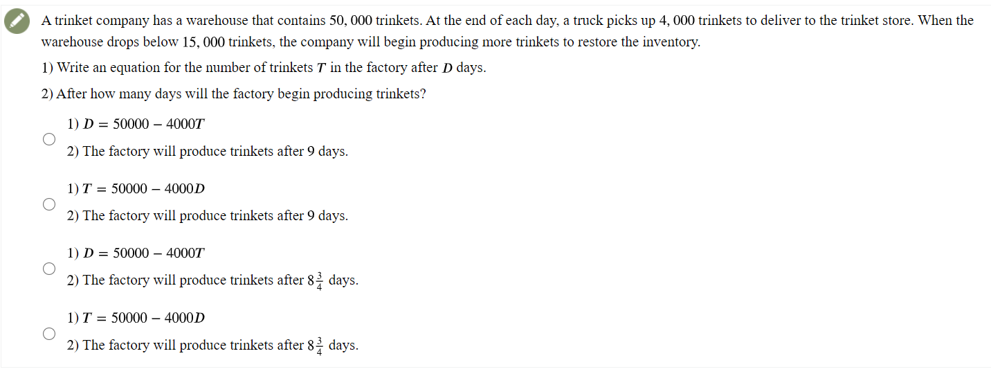 Solved A trinket company has a warehouse that contains | Chegg.com
