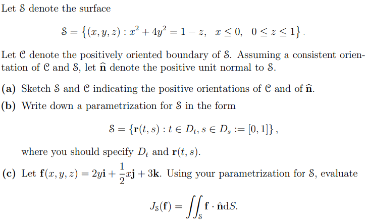 Solved Let S denote the surface | Chegg.com