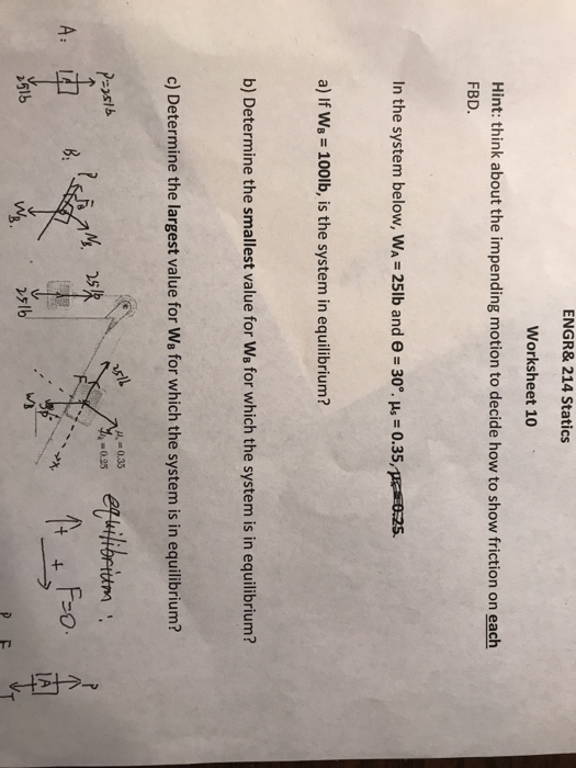 Solved ENGR&214 Statics Worksheet 10 Hint: think about the | Chegg.com