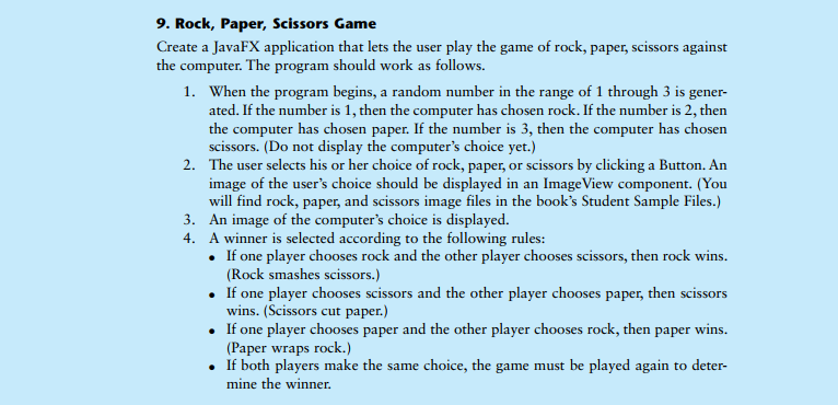Solved 9. Rock, Paper, Scissors Game Create a JavaFX | Chegg.com