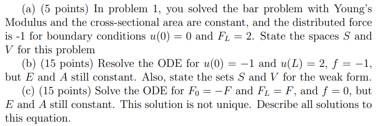 1. (20 points) For the bar equation we have been | Chegg.com