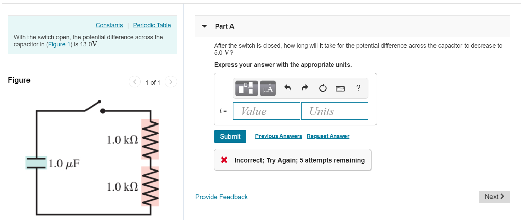 Solved Constants | Periodic Table Part A With the switch | Chegg.com