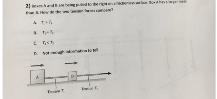 Solved 2) Boxes A and B are being pulled to the right on a | Chegg.com