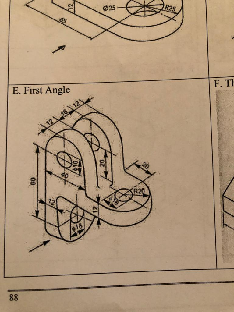 Solved use first angle projection to draw front , top and | Chegg.com