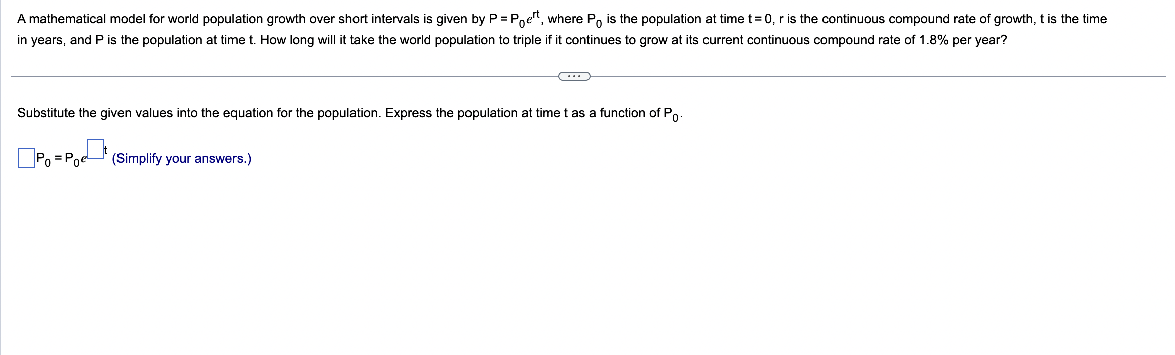 Solved A mathematical model for world population growth over | Chegg.com