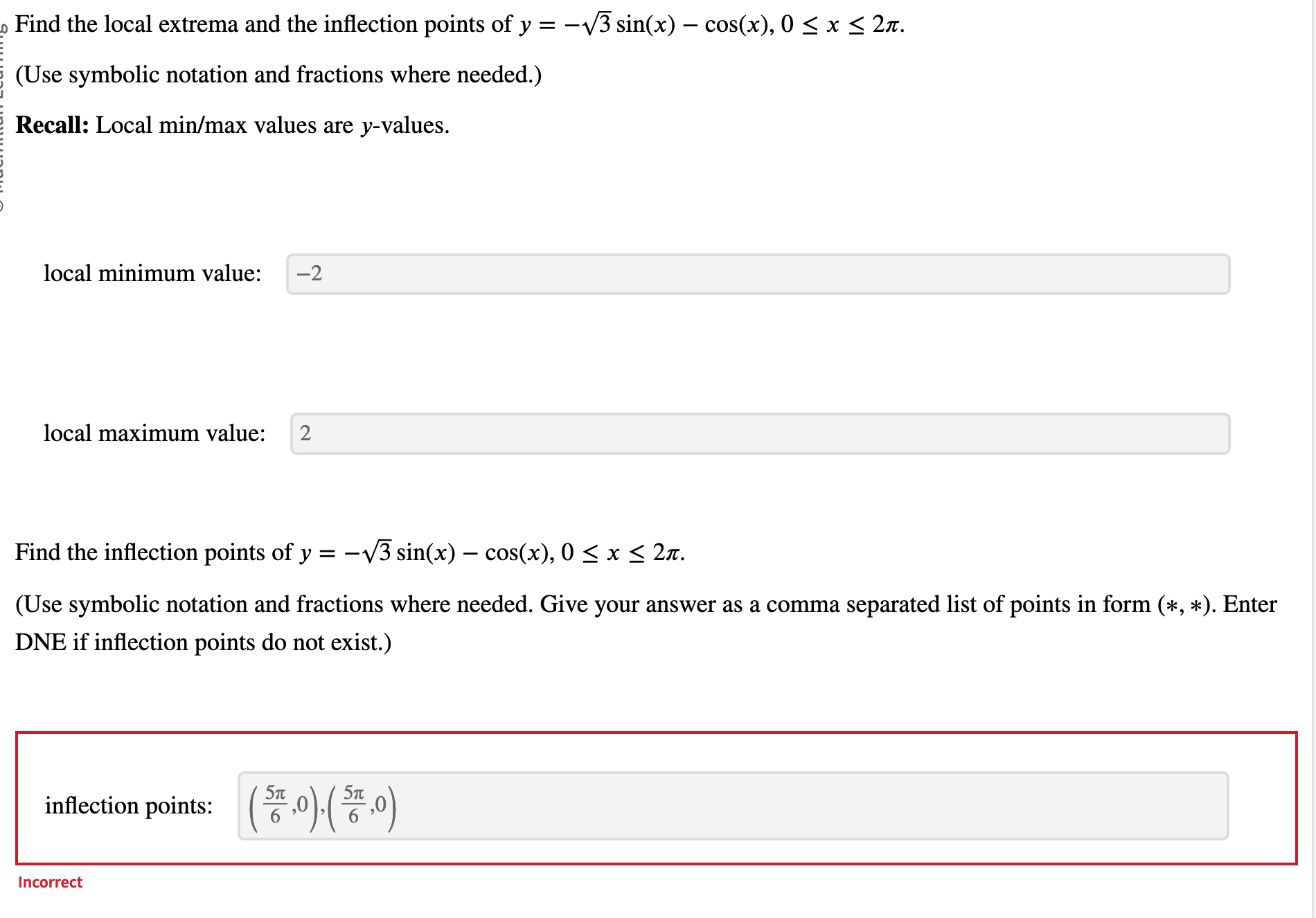 Solved Find the local extrema and the inflection points of | Chegg.com