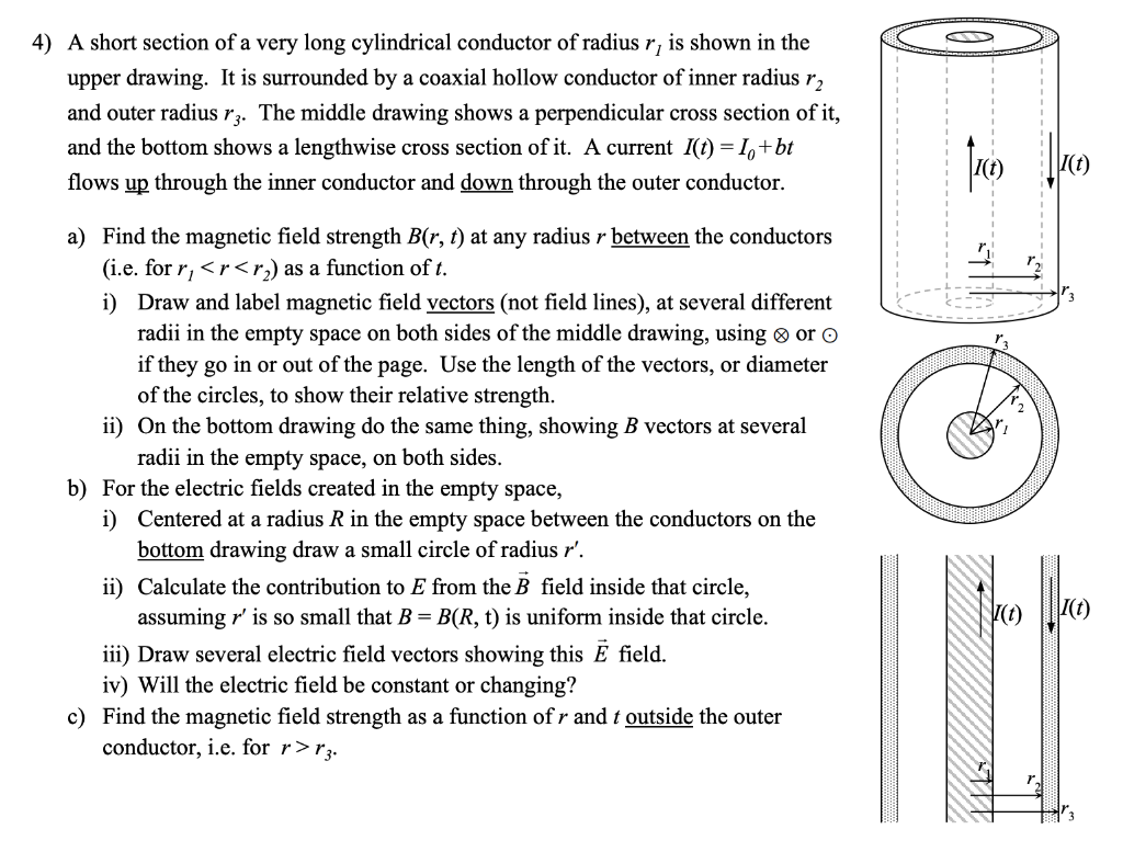 Solved 4) A short section of a very long cylindrical | Chegg.com