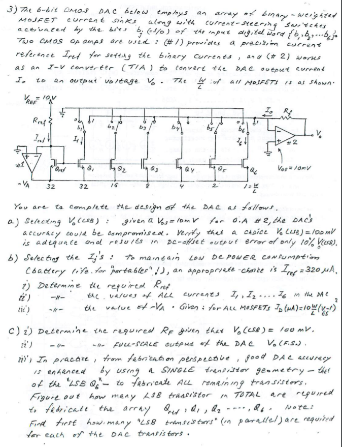 The 6-bit CMOS DAC below employs an array of | Chegg.com
