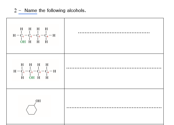 Solved 2 - Name the following alcohols. 3 - Name the | Chegg.com