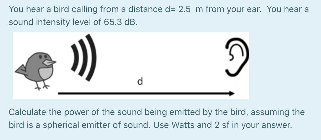 Solved You hear a bird calling from a distance d= 2.5 m from | Chegg.com