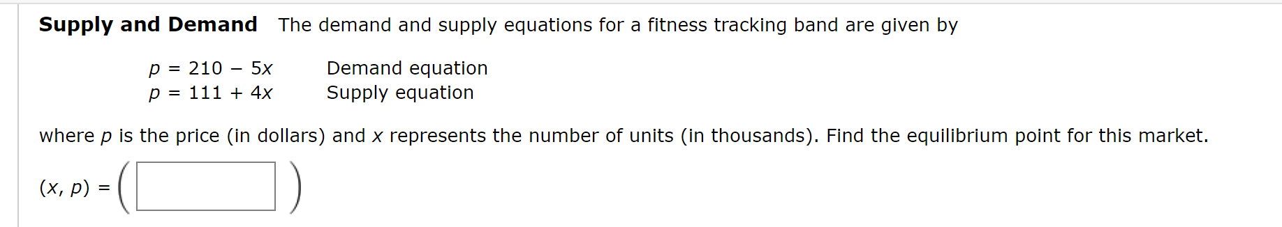 Solved Supply and Demand The demand and supply equations for | Chegg.com