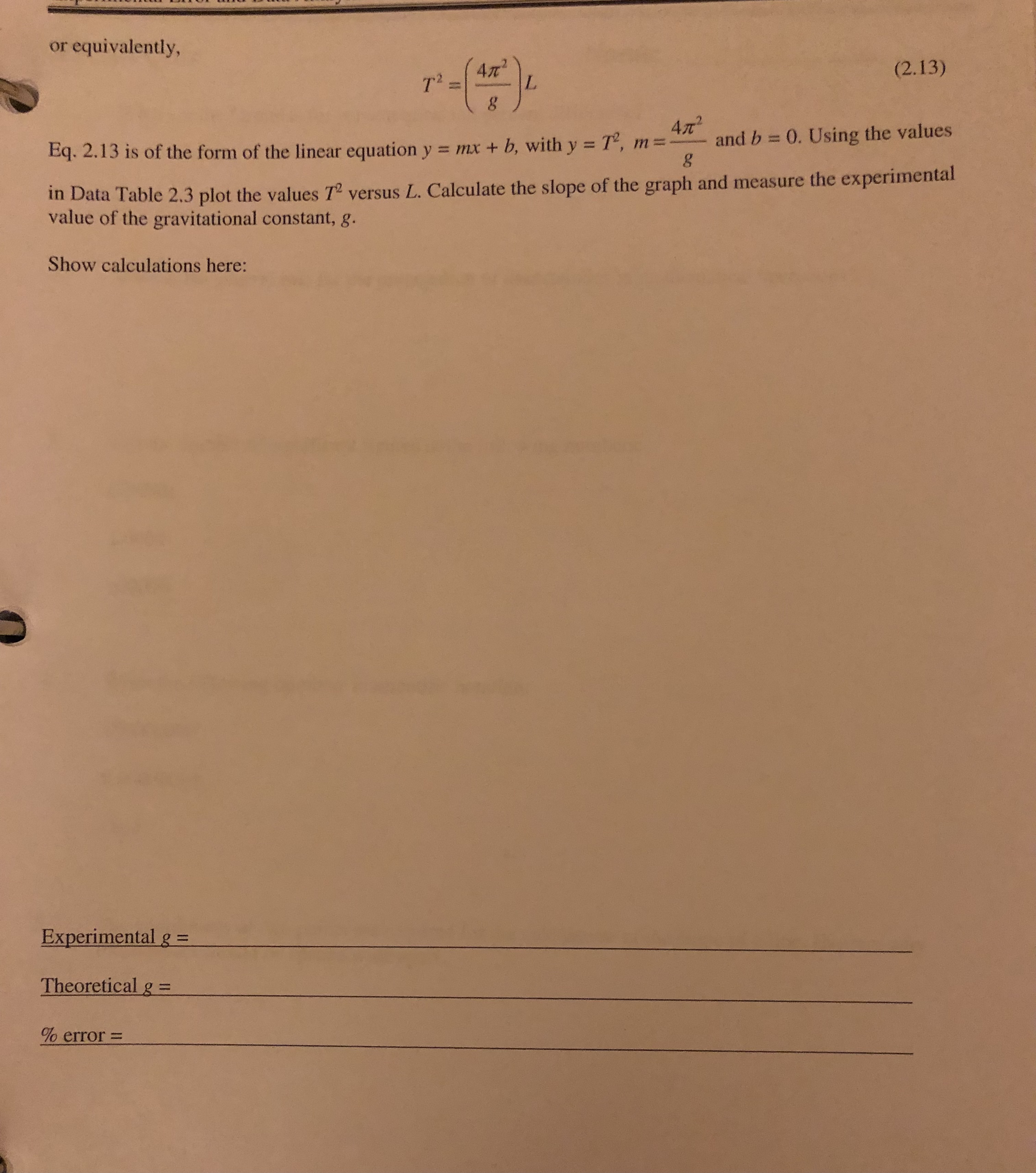 Solved Graphical Analysis: The simple pendulum. A simple | Chegg.com