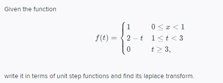 Solved Given the function 1 0 3, write it in terms of unit | Chegg.com