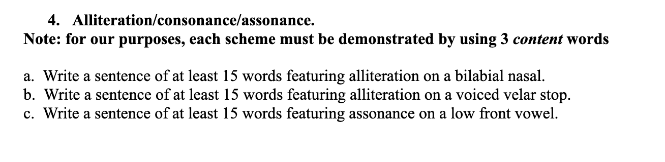 4. Alliteration/consonance/assonance. Note: for our | Chegg.com