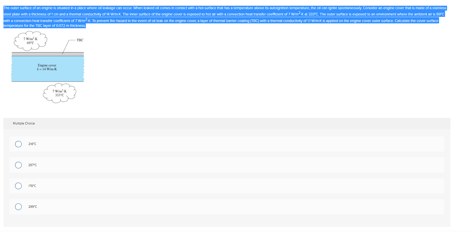 Solved The outer surface of an engine is situated in a place | Chegg.com