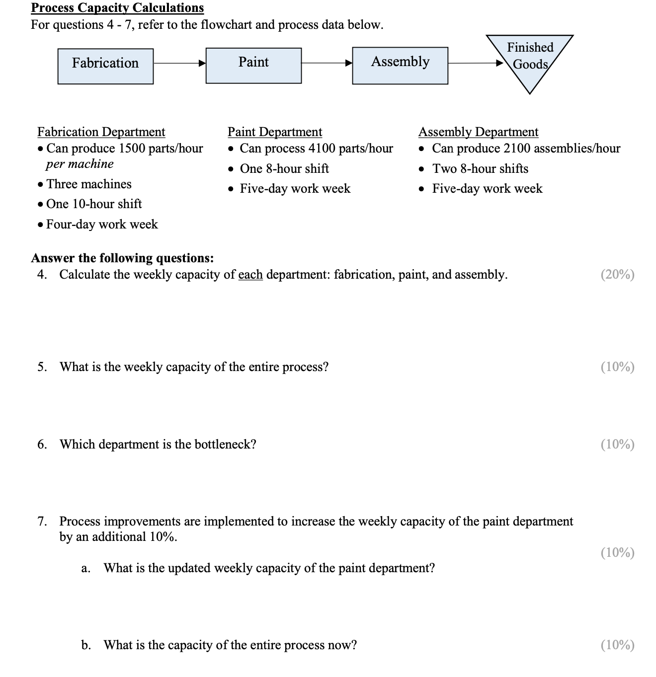 Solved Process Capacity Calculations For questions 4−7, | Chegg.com