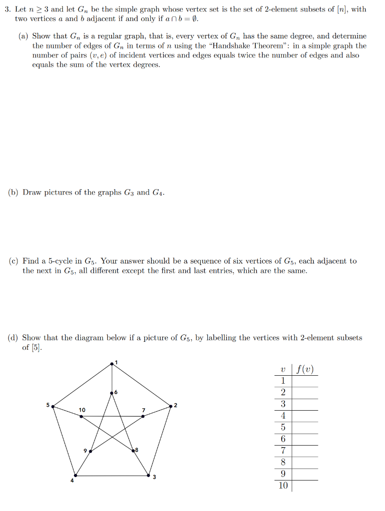 3. Let n≥3 and let Gn be the simple graph whose | Chegg.com