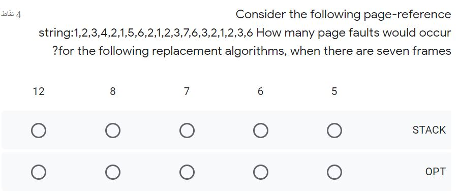 Solved 4 نقاط Consider the following page-reference | Chegg.com