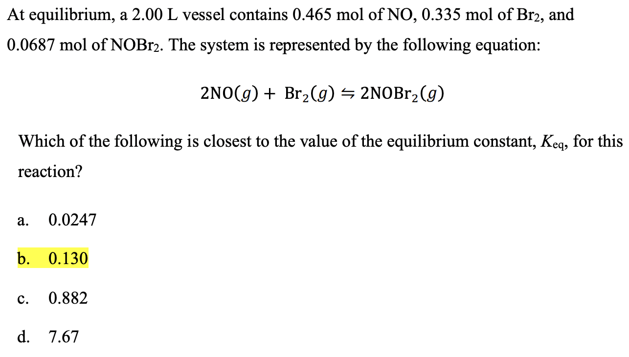 Solved The equilibrium constant for the hypothetical | Chegg.com