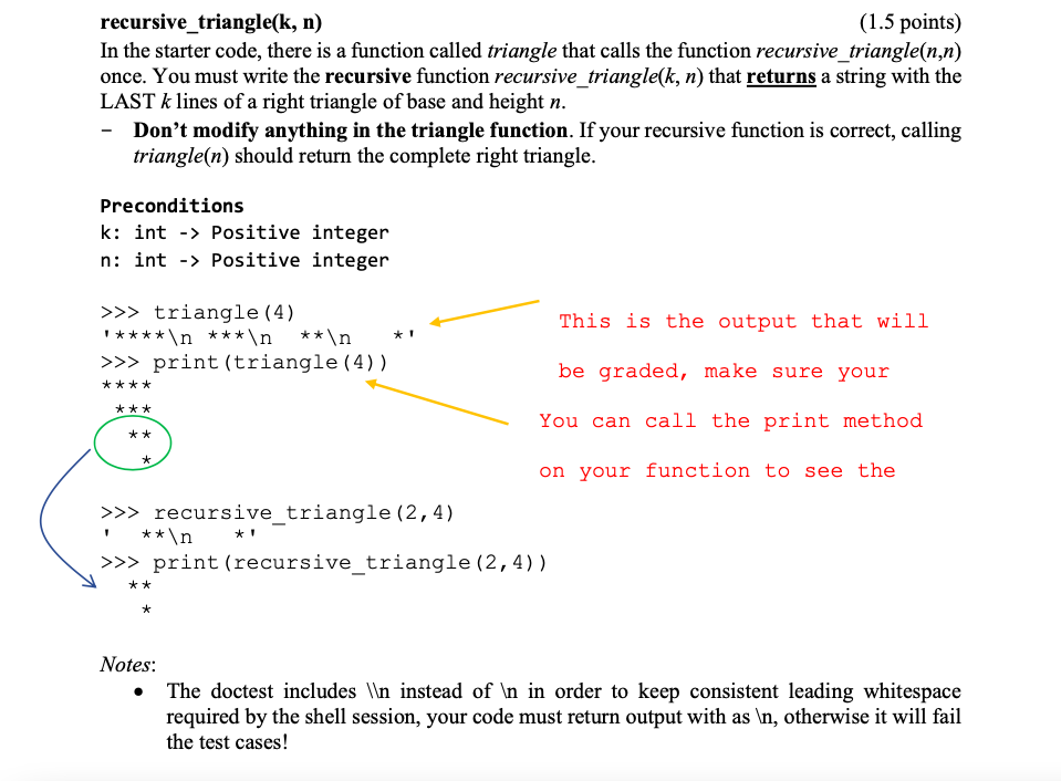 Solved he starter code, there is a function called triangle | Chegg.com