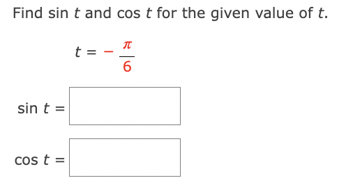 Solved Find sint ﻿and cost for the given value of | Chegg.com