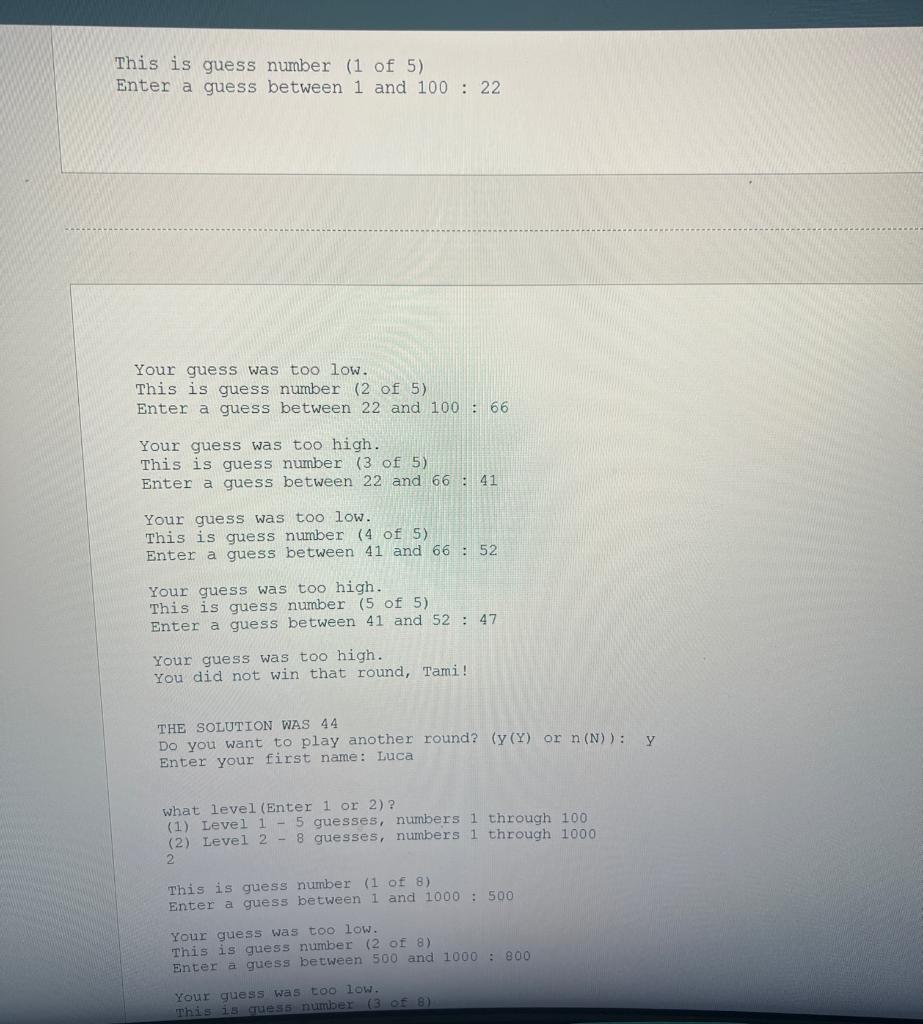 Solved COP 3014-program 5- game, number guess array | Chegg.com