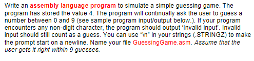 Solved Write an assembly language program to simulate a | Chegg.com