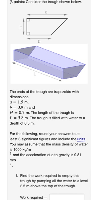 Solved 3 points) Consider the trough shown below. The ends | Chegg.com