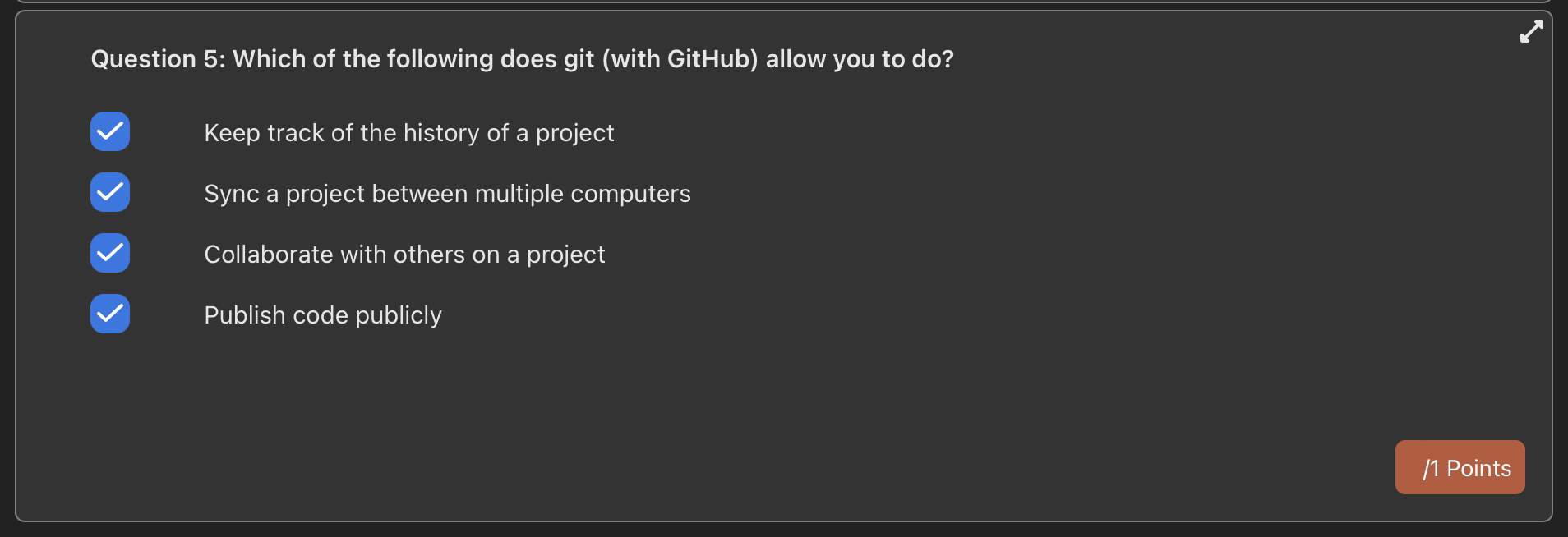 Solved Question 5: Which of the following does git (with | Chegg.com