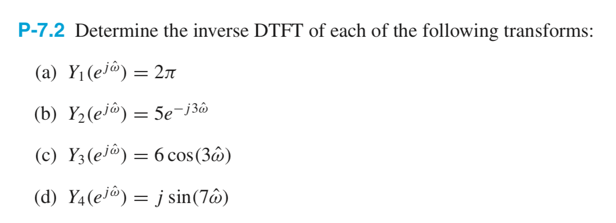 Solved P-7.2 Determine the inverse DTFT of each of the | Chegg.com
