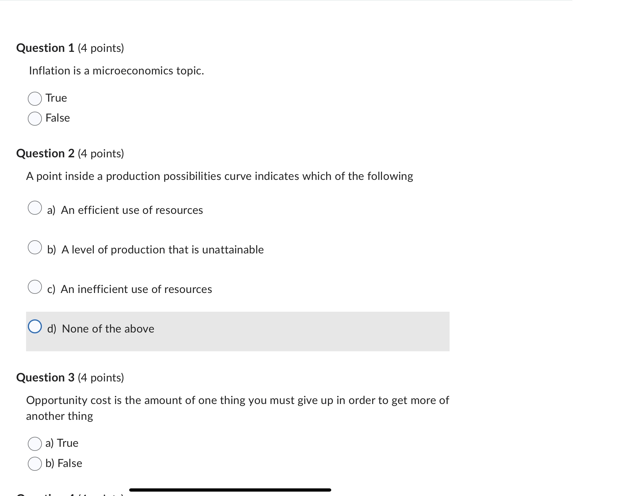 Solved Question 1 (4 points) Inflation is a microeconomics | Chegg.com