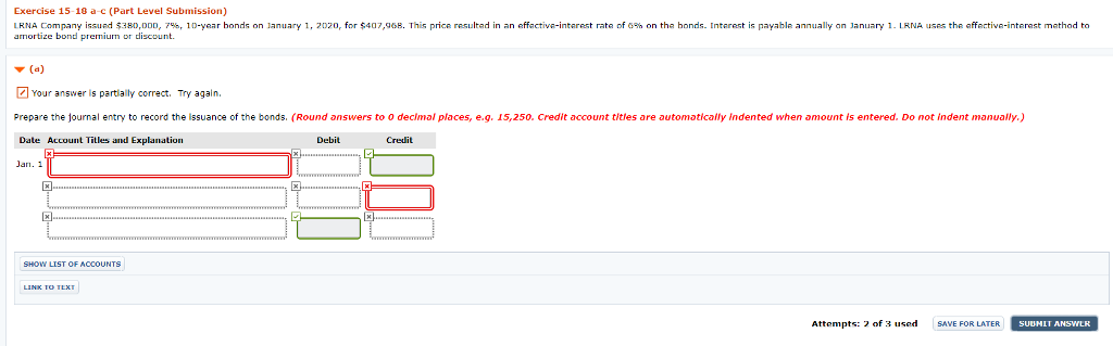 Solved Exercise 15-18 a c (Part Level Submission) aortize | Chegg.com