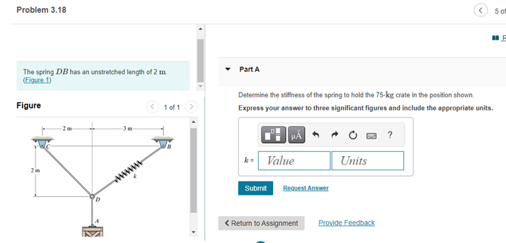 Solved The spring DB has an unstretched length of 2 m Part A | Chegg.com