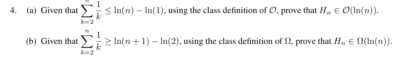 In(n) n(1), using the class definition of O, prove | Chegg.com