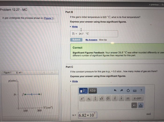 Solved provious 5c Problem 12.27 -MC Part B If the gas's | Chegg.com